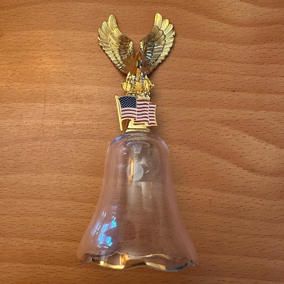 Kitchen | Vintage Glass Dinner Bell With Gold Eagle American Flag ...